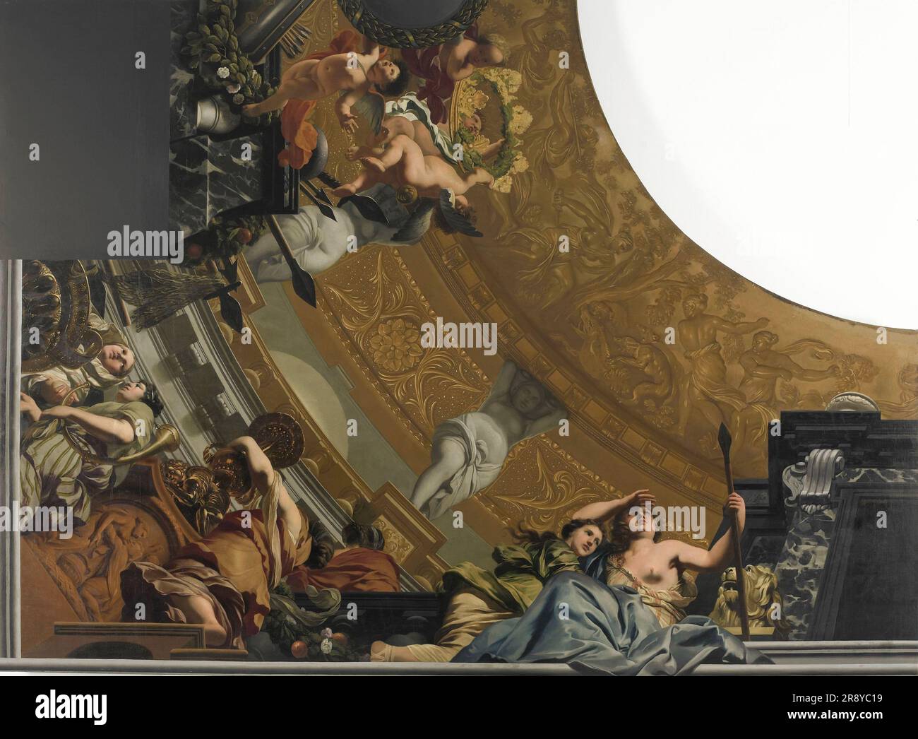 Ceiling painting of mythological figures, c.1676-c.1682. Lower left ...