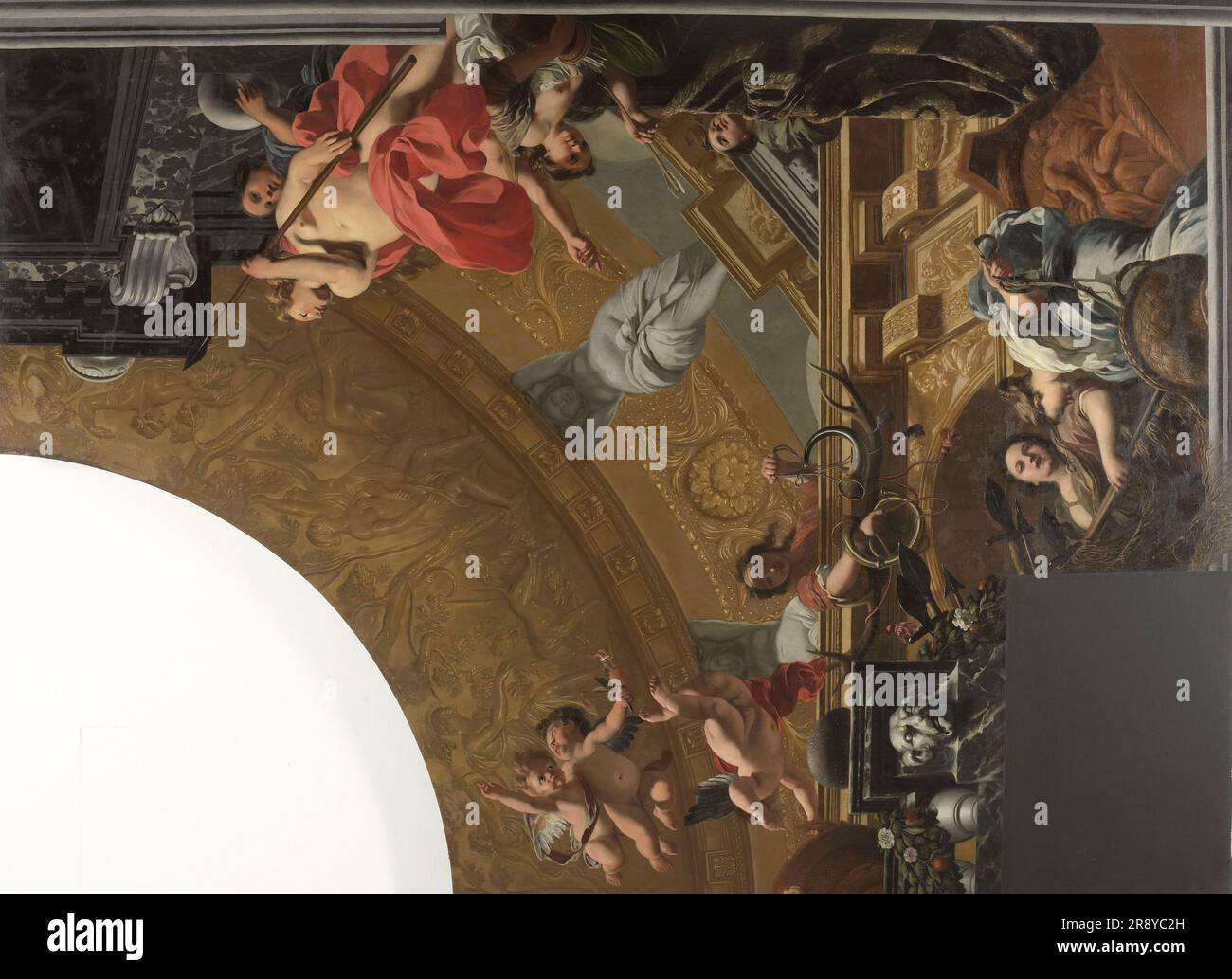 Ceiling painting of mythological figures, c.1676-c.1682. Upper right ...