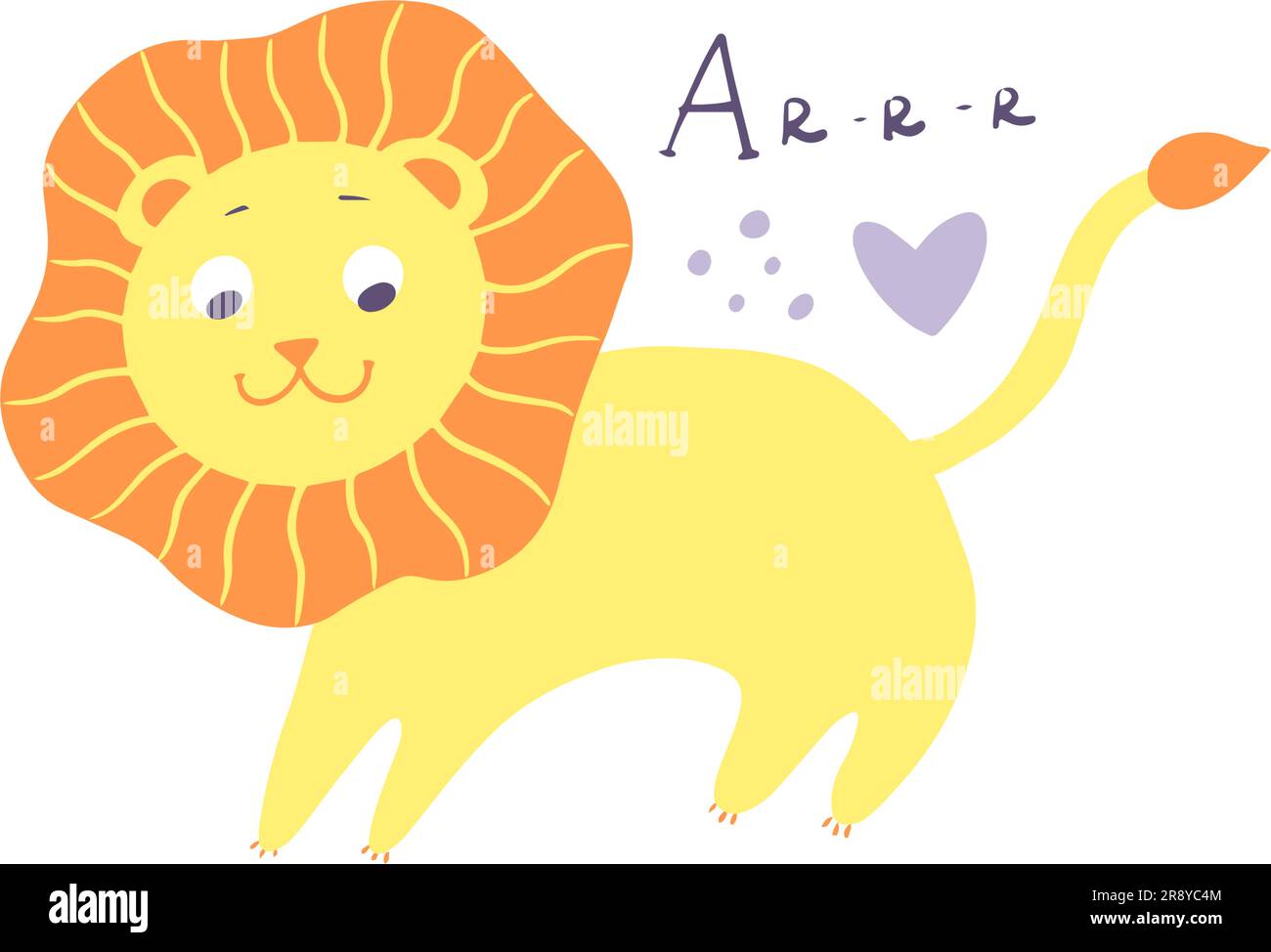 cute little lion in cartoon style on white background. the soul of the ...