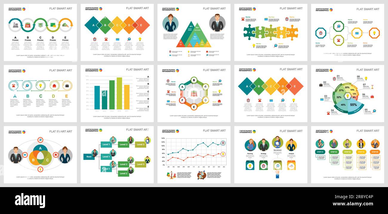 Colorful management or teamwork concept infographic charts set Stock ...