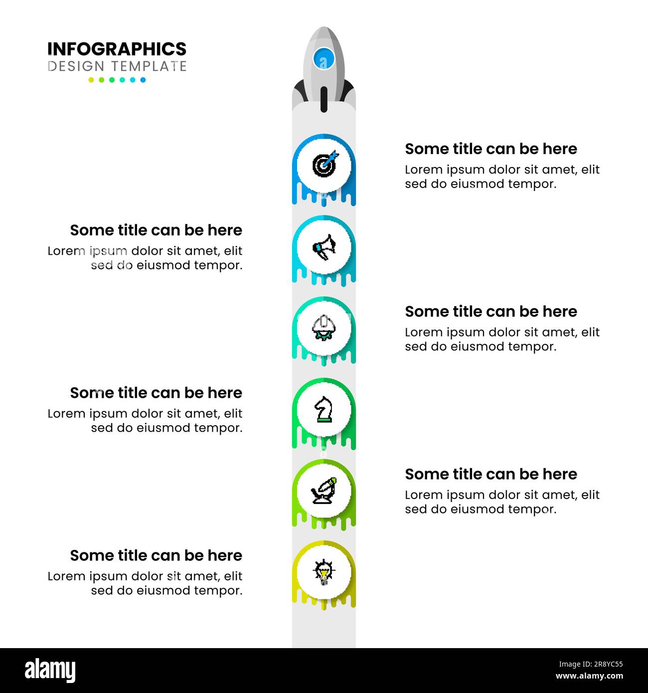 Infographic template with icons and 6 options or steps. Rocket. Can be ...
