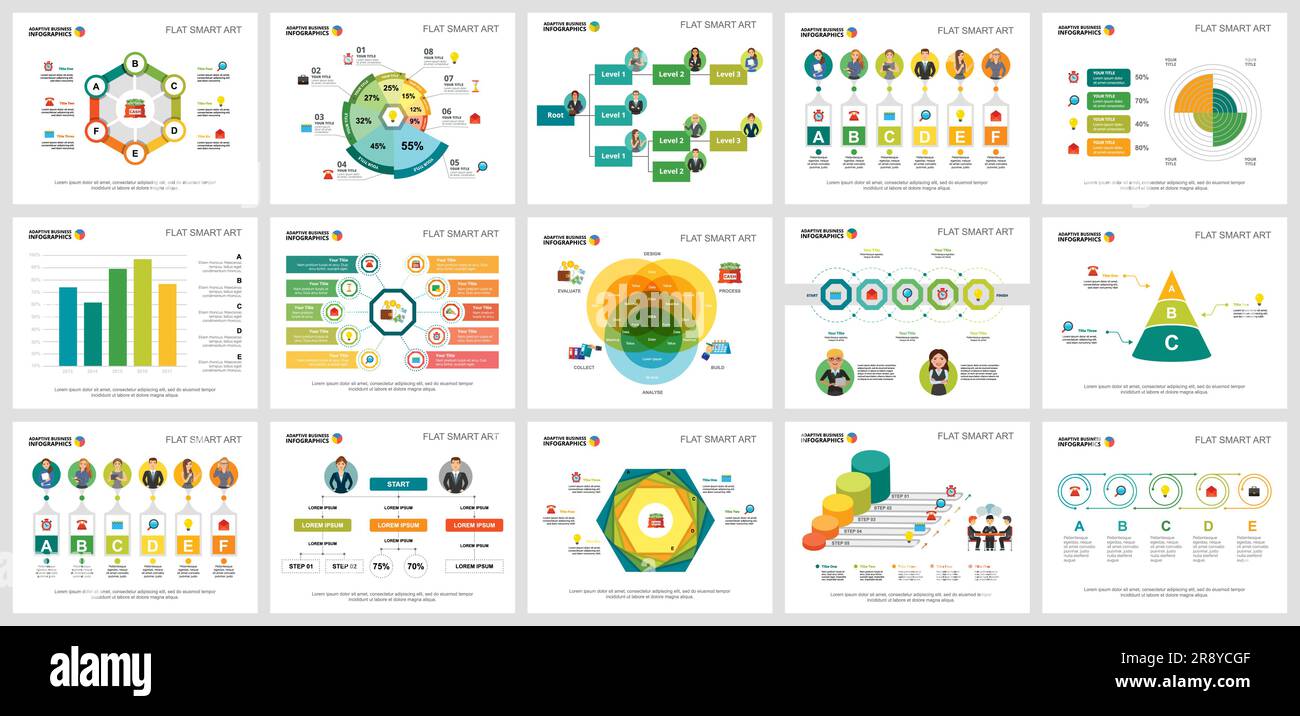 Colorful smart art charts set for presentation slide templates Stock ...