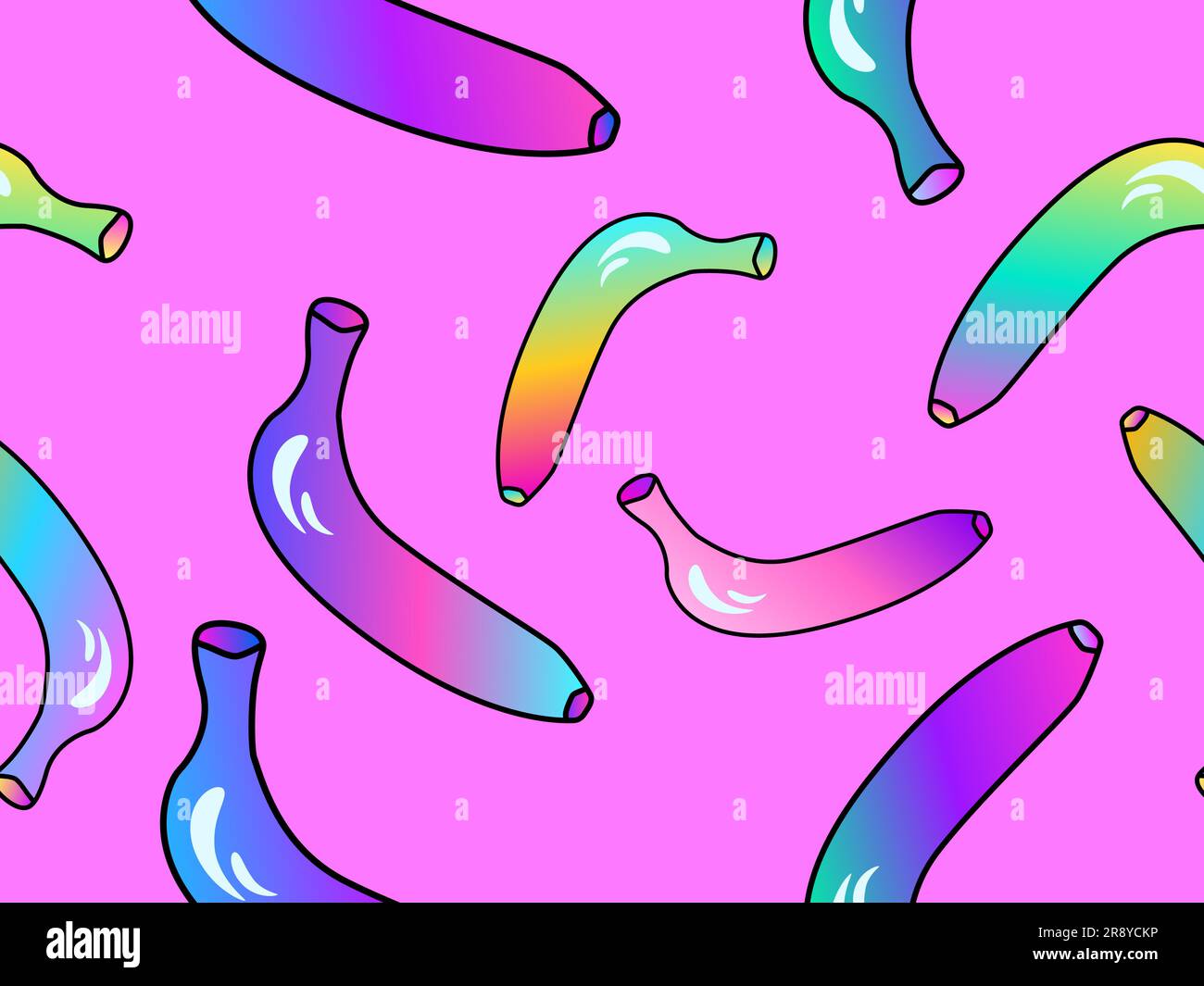 Seamless pattern with colorful gradient bananas in 80s style ...