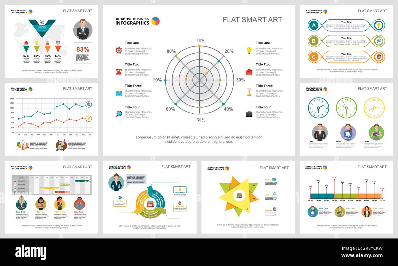 Colorful analytics or planning concept infographic charts set Stock ...