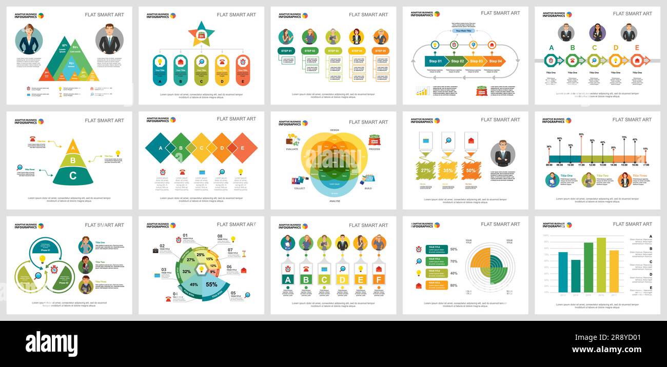 Colorful statistics or analysis concept infographic charts set Stock ...