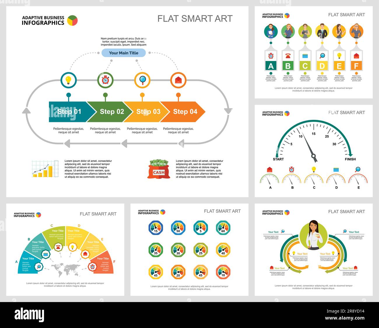 Colorful promotion or training concept infographic charts set Stock ...