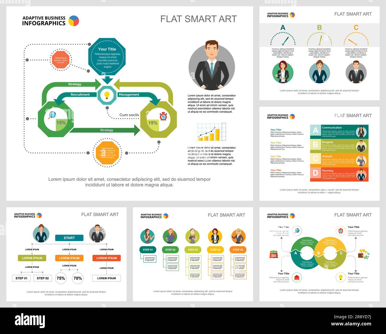 Colorful marketing or production concept infographic charts set Stock ...
