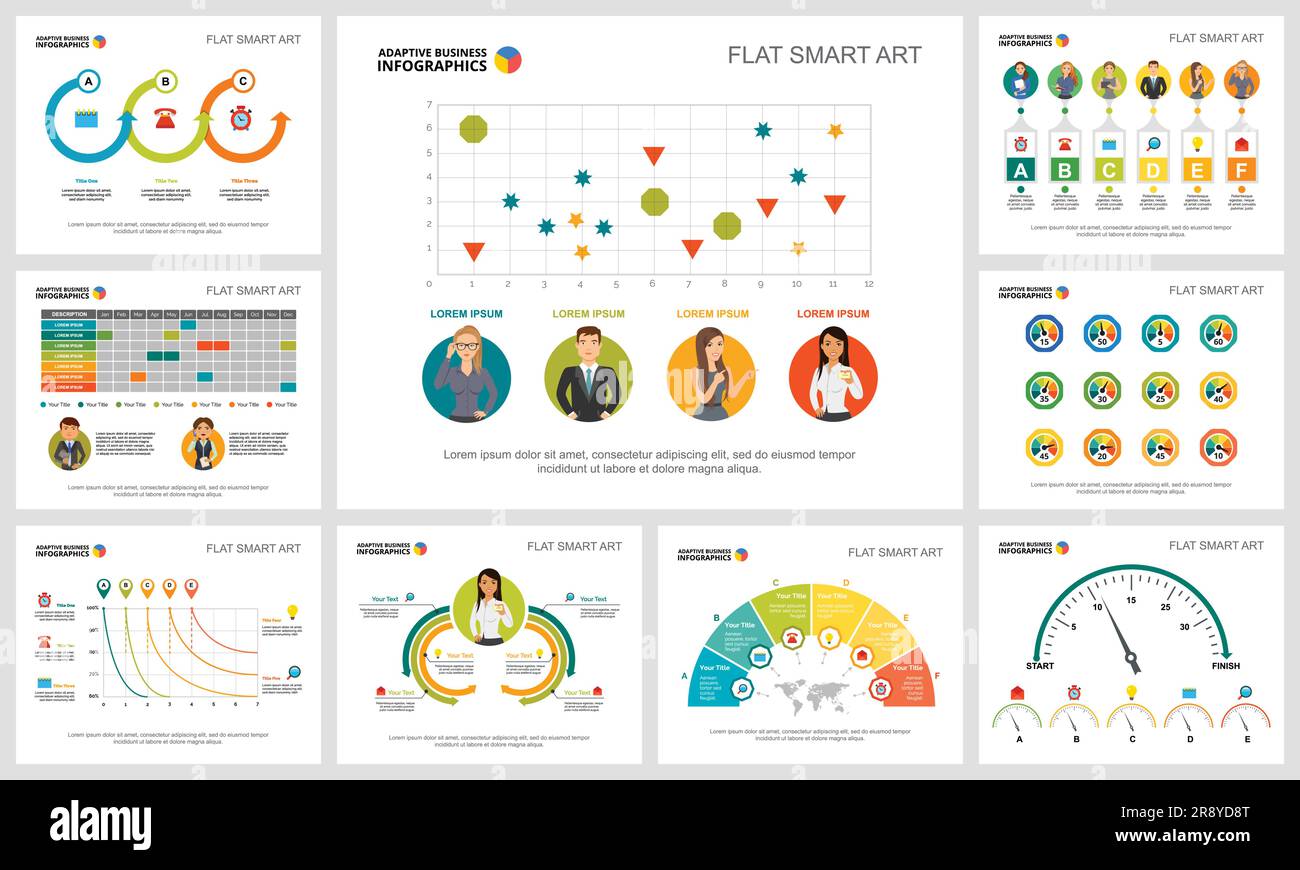 Colorful research or management concept infographic charts set Stock ...