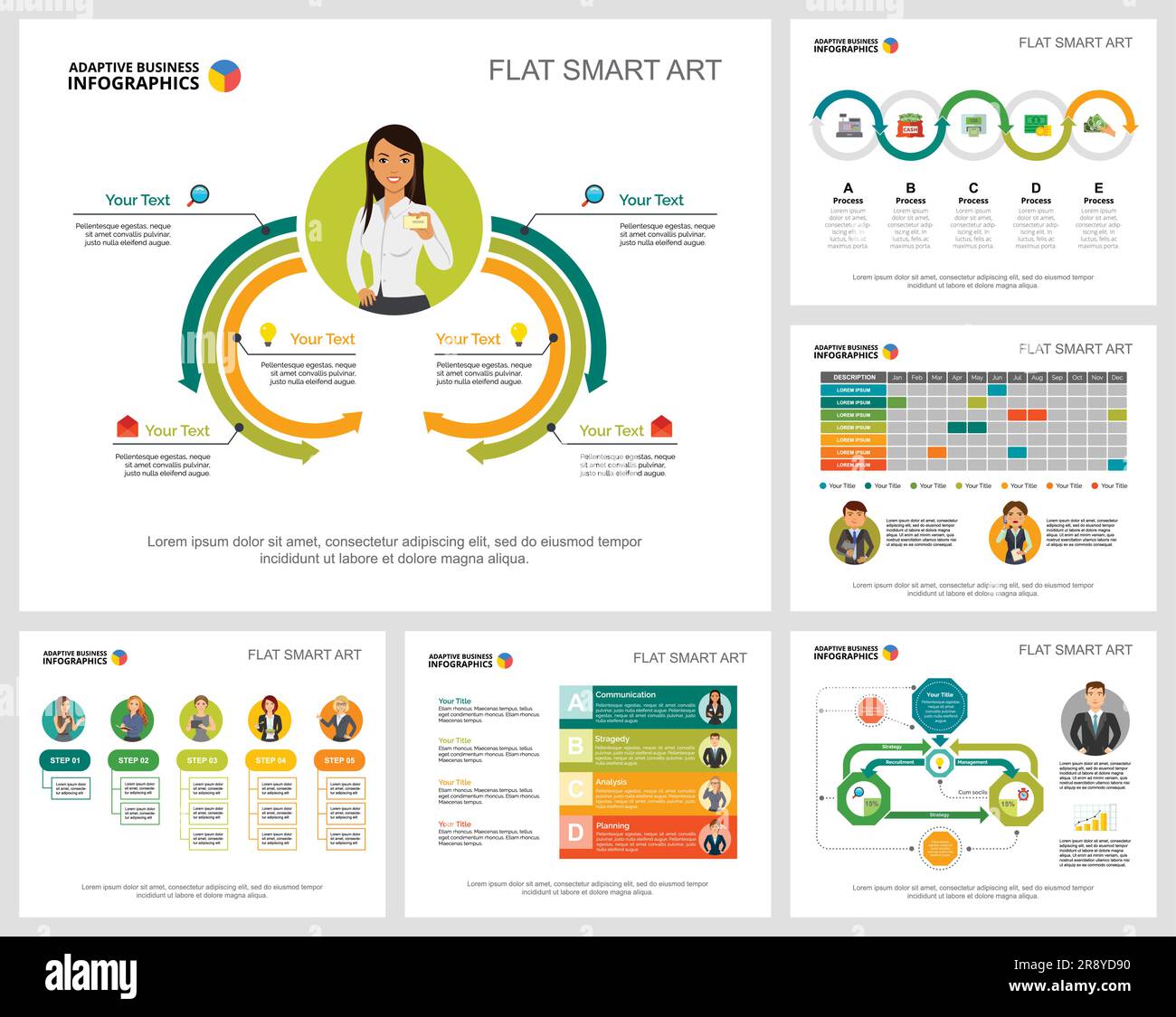 Colorful marketing or production concept infographic charts set Stock ...