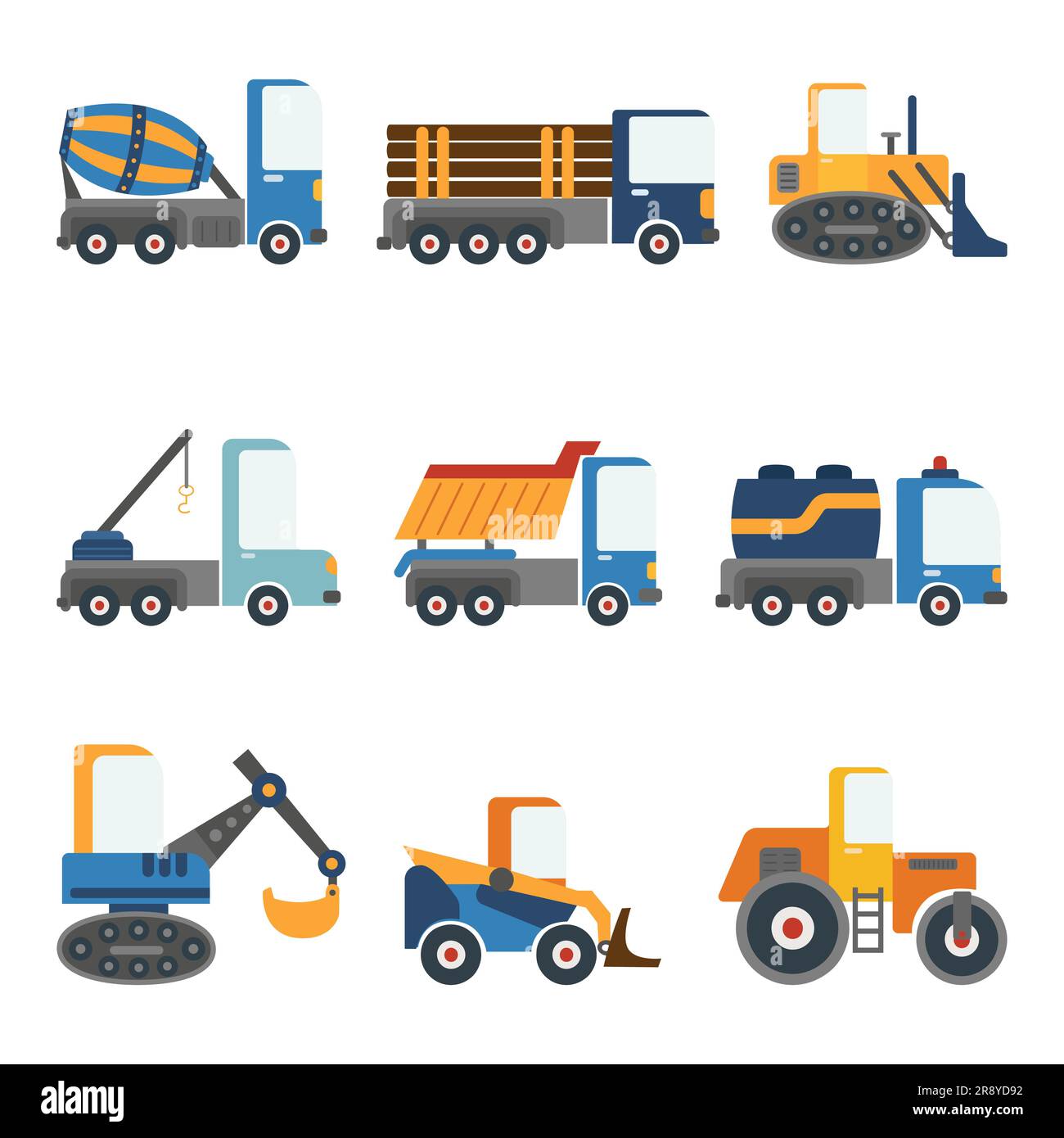 A set of cartoon vehicles for children's design. Vector on a white ...