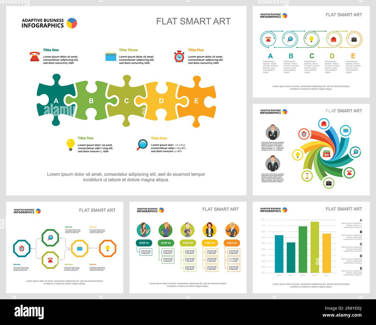 Colorful management or analysis concept infographic charts set Stock ...