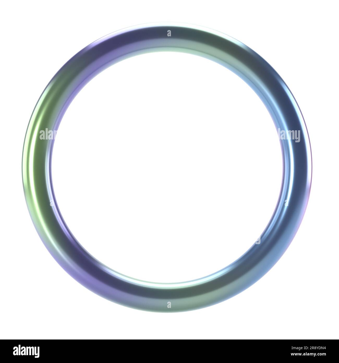 3d render shape metallic holographic abstract ring. Glossy geometric ...