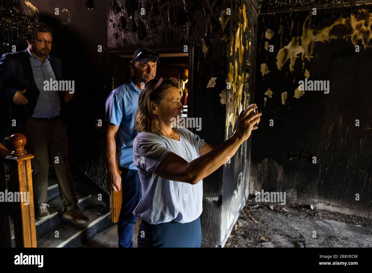 Turmusaya, Palestinian Territories. 23rd June, 2023. Diplomats inspect ...