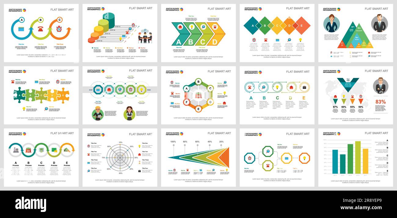 Colorful finance or research concept infographic charts set Stock ...