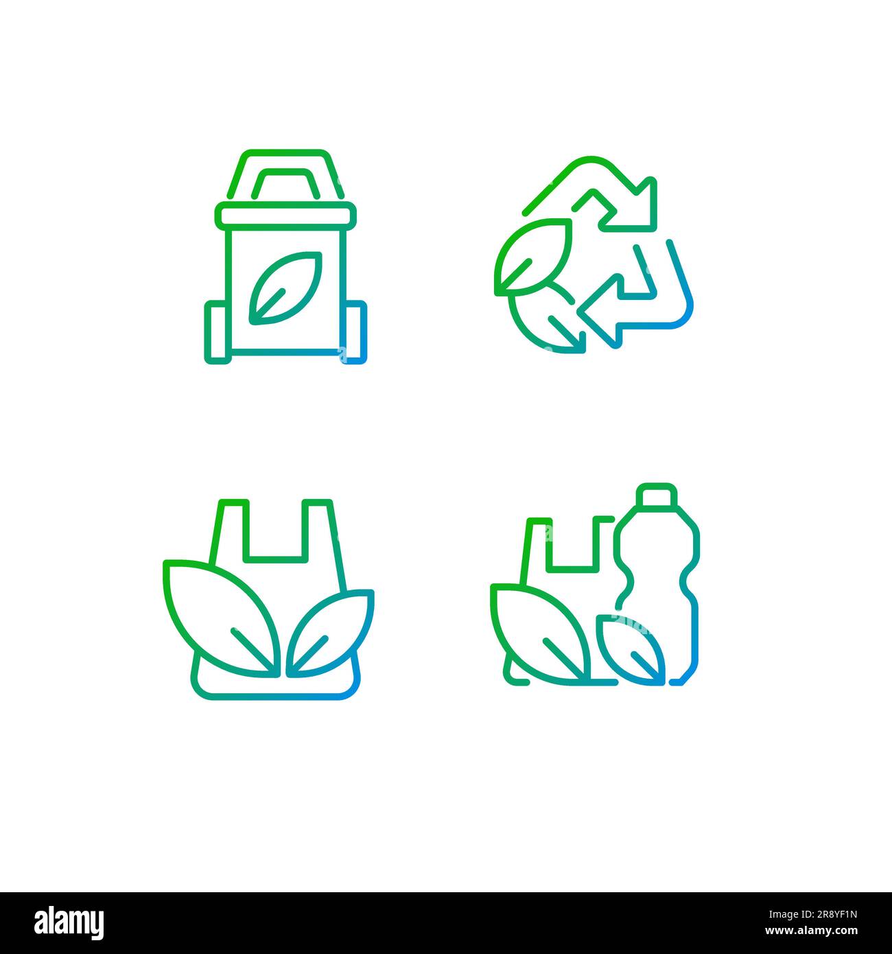 Plastic waste recycling pixel perfect gradient linear vector icons set ...