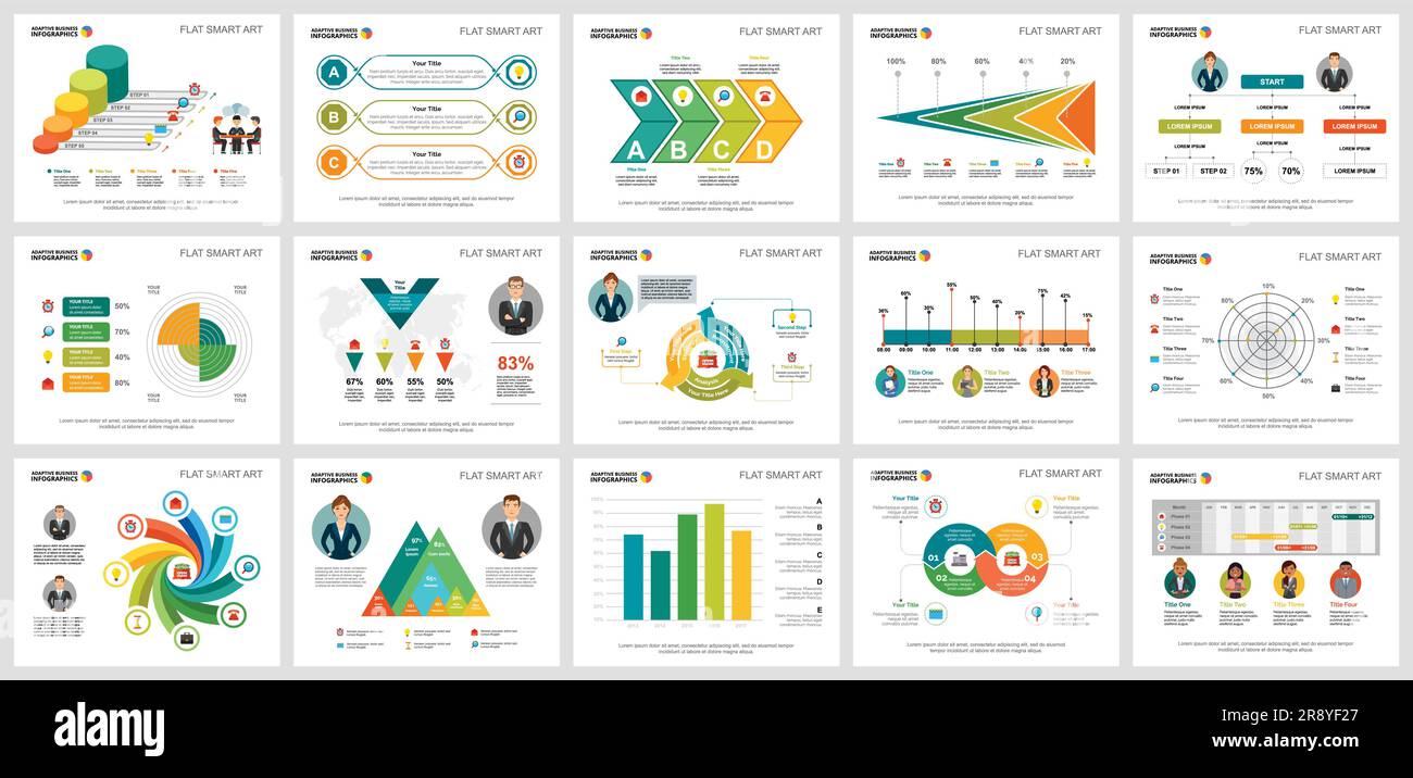 Colorful analytics or planning concept infographic charts set Stock ...