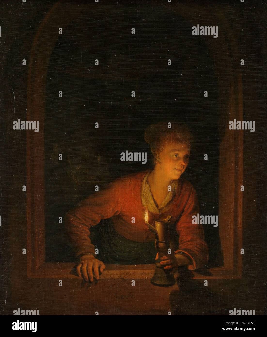 Girl with an Oil Lamp at a Window, 1645-1675 Stock Photo - Alamy