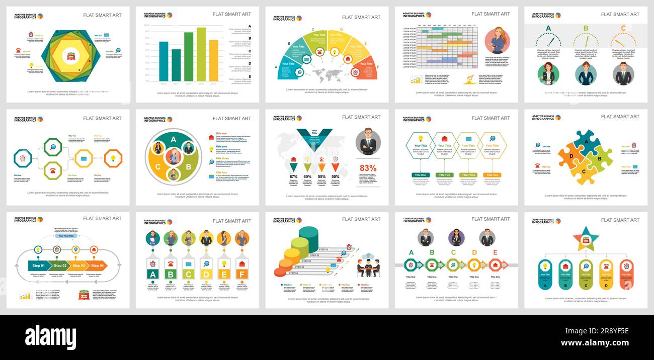 Colorful marketing or planning concept infographic charts set Stock ...