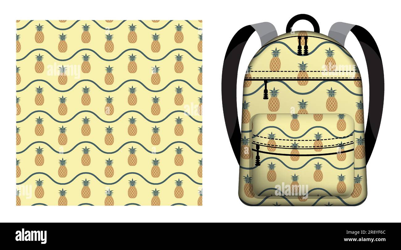 Children school backpack decorated seamless pattern with juicy ...