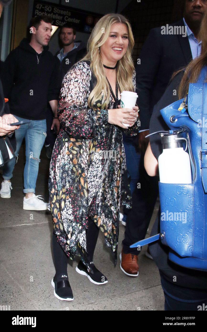 NEW YORK, NY- June, 22: Kelly Clarkson performs in the 47-50 Streets ...