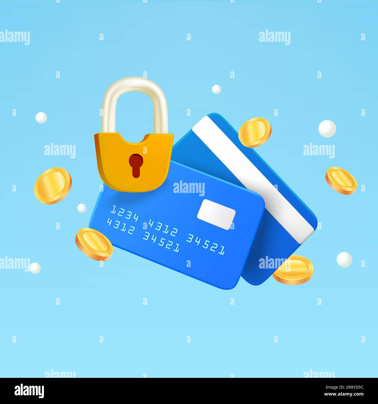 3d banking credit cards with coins, isolated on background. Design ...