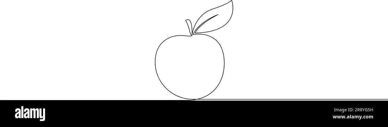 Apple continuous line drawing, Single line drawing of apple fruit ... Apple continuous line drawing, Single line drawing of apple fruit ...