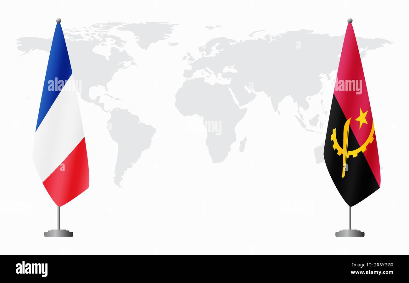 France and Angola flags for official meeting against background of ...