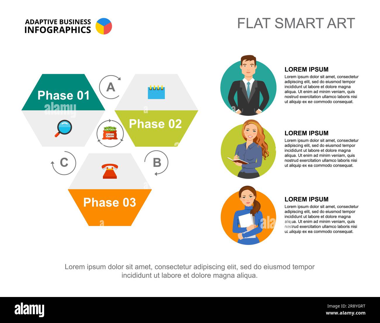 Three phases financial process chart template for presentation Stock ...