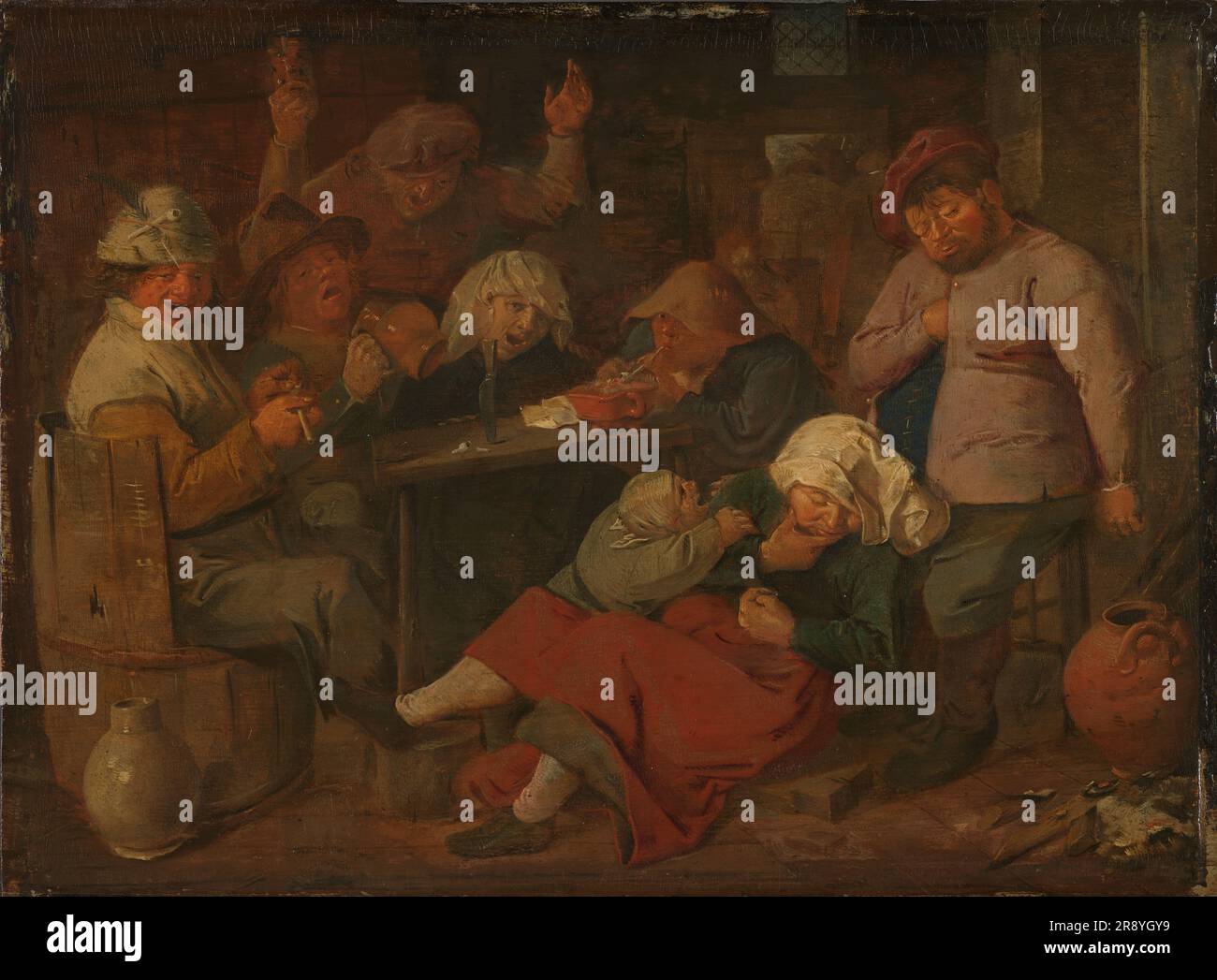 Poor Folk Drinking in a Tavern, c.1625-c.1630. Drinking scene: man with ...