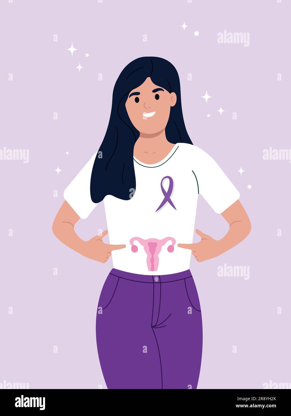 Uterine Fibroids Symptoms Diagnostic And Treatment A Young Smiling Girl Points To The Female