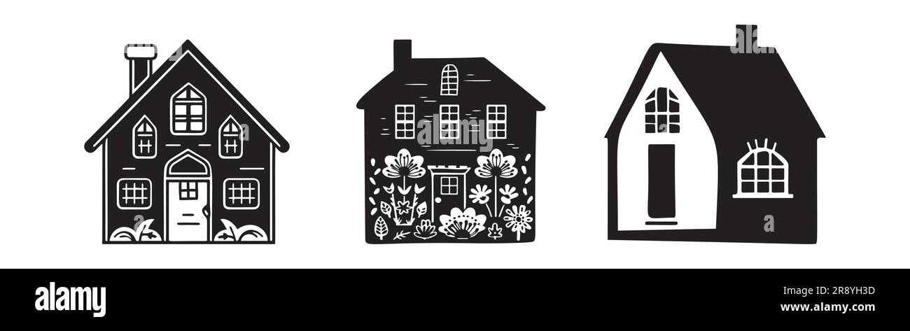 Set of rustic cottage motif in homestead vintage style. Vector ...