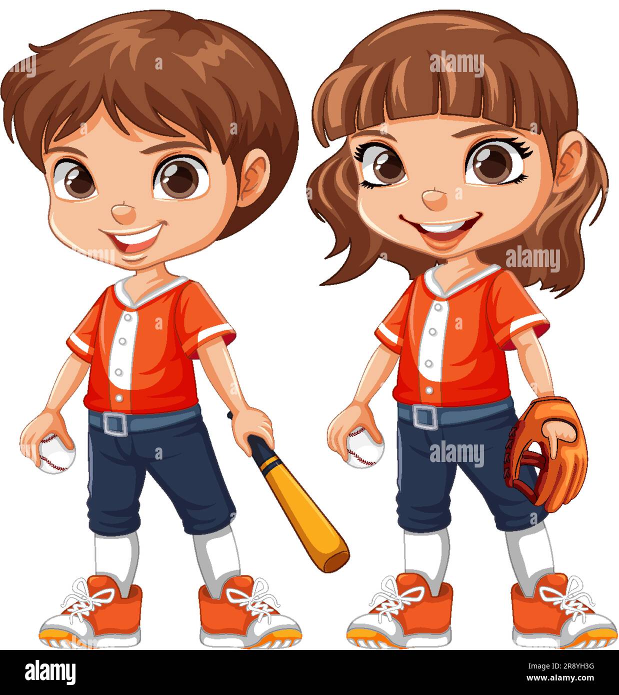 Brown hair colour baseball player illustration Stock Vector Image & Art ...