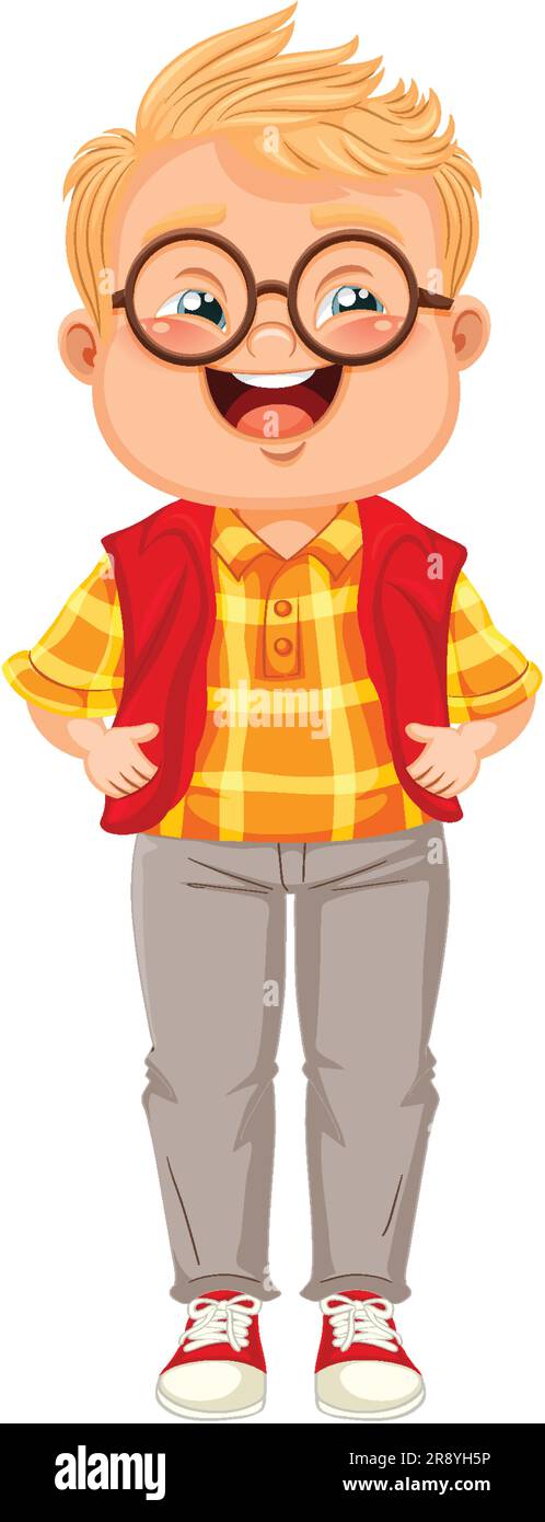 Cute nerdy boy cartoon character illustration Stock Vector Image & Art ...