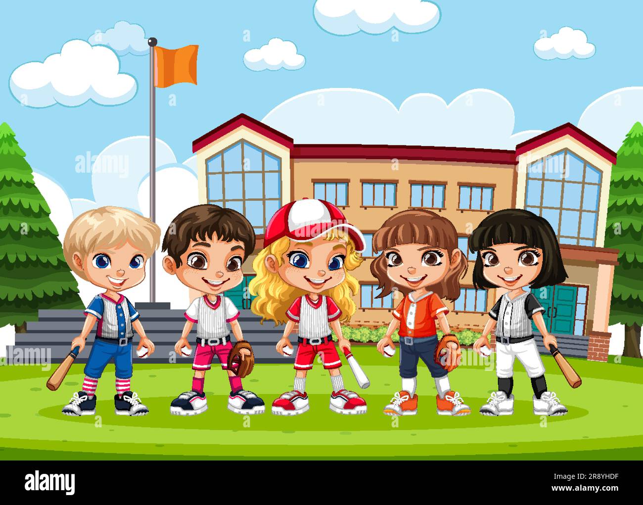 Girls in primary school Stock Vector Images - Alamy