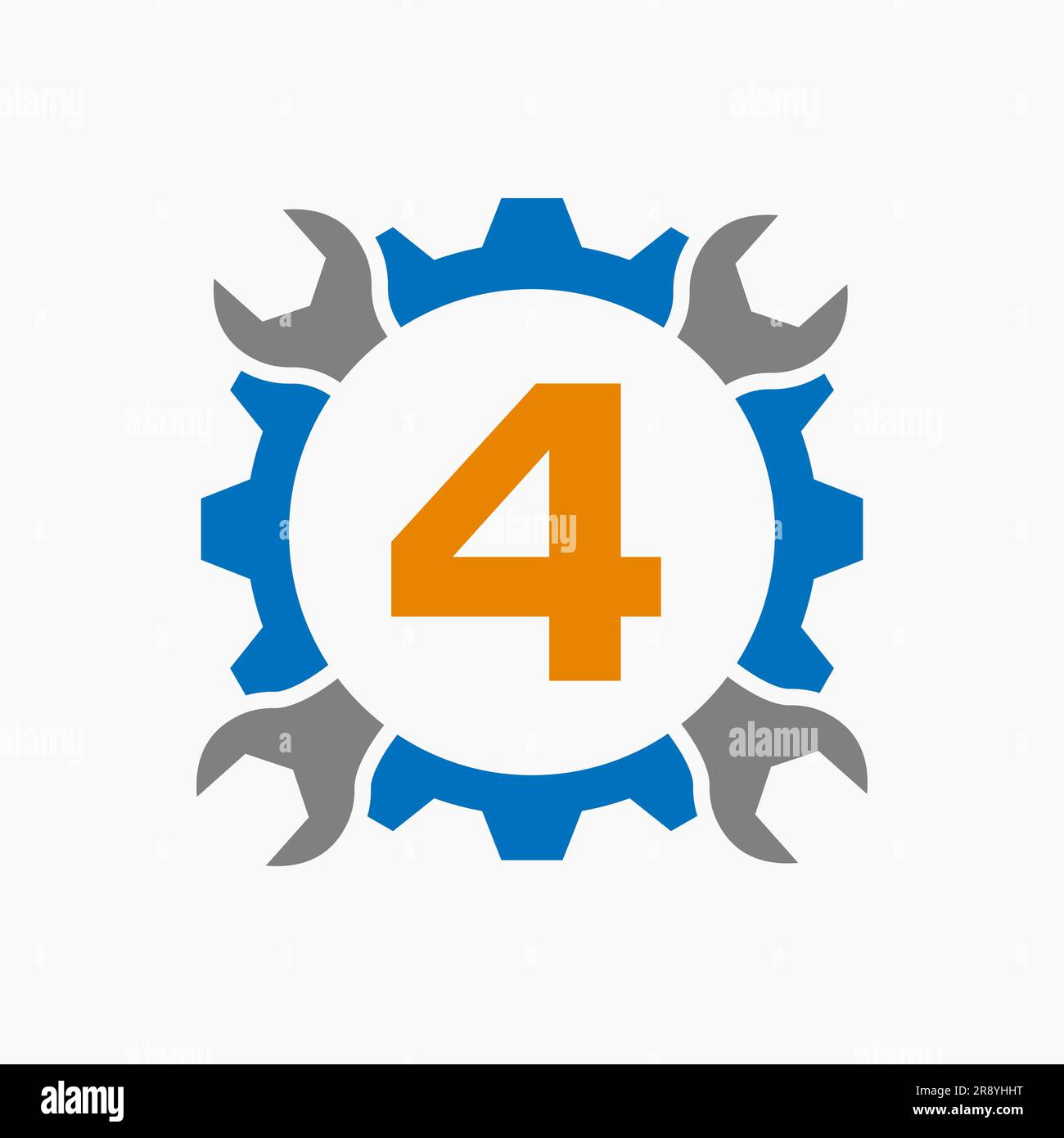 Letter 4 Repair Logo Gear Technology Symbol. Construction Service Logo ...