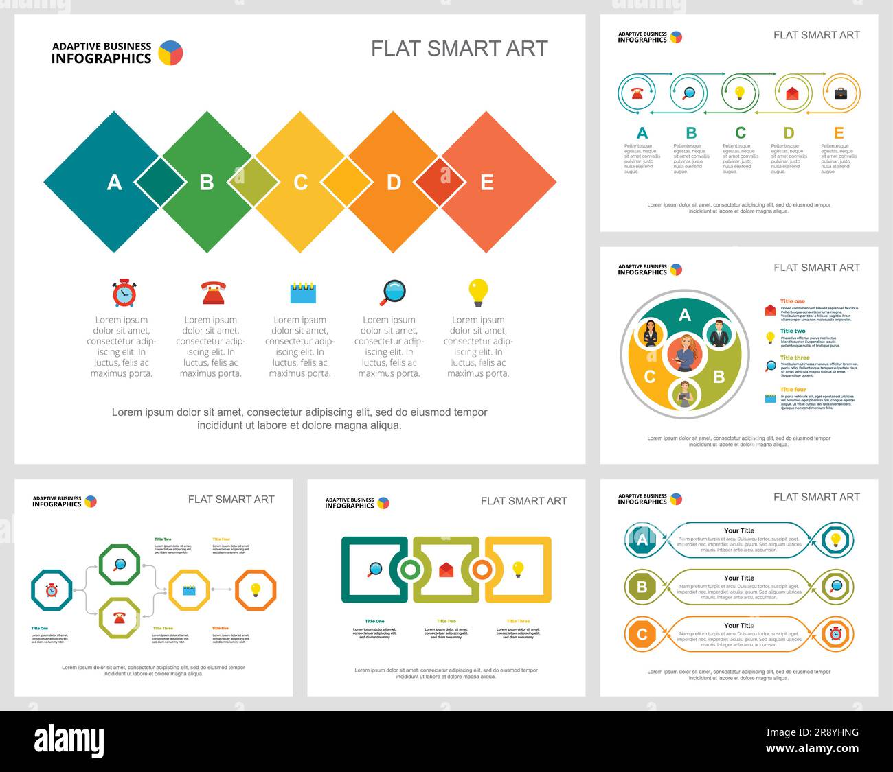 Colorful management or consulting concept infographic charts set Stock ...
