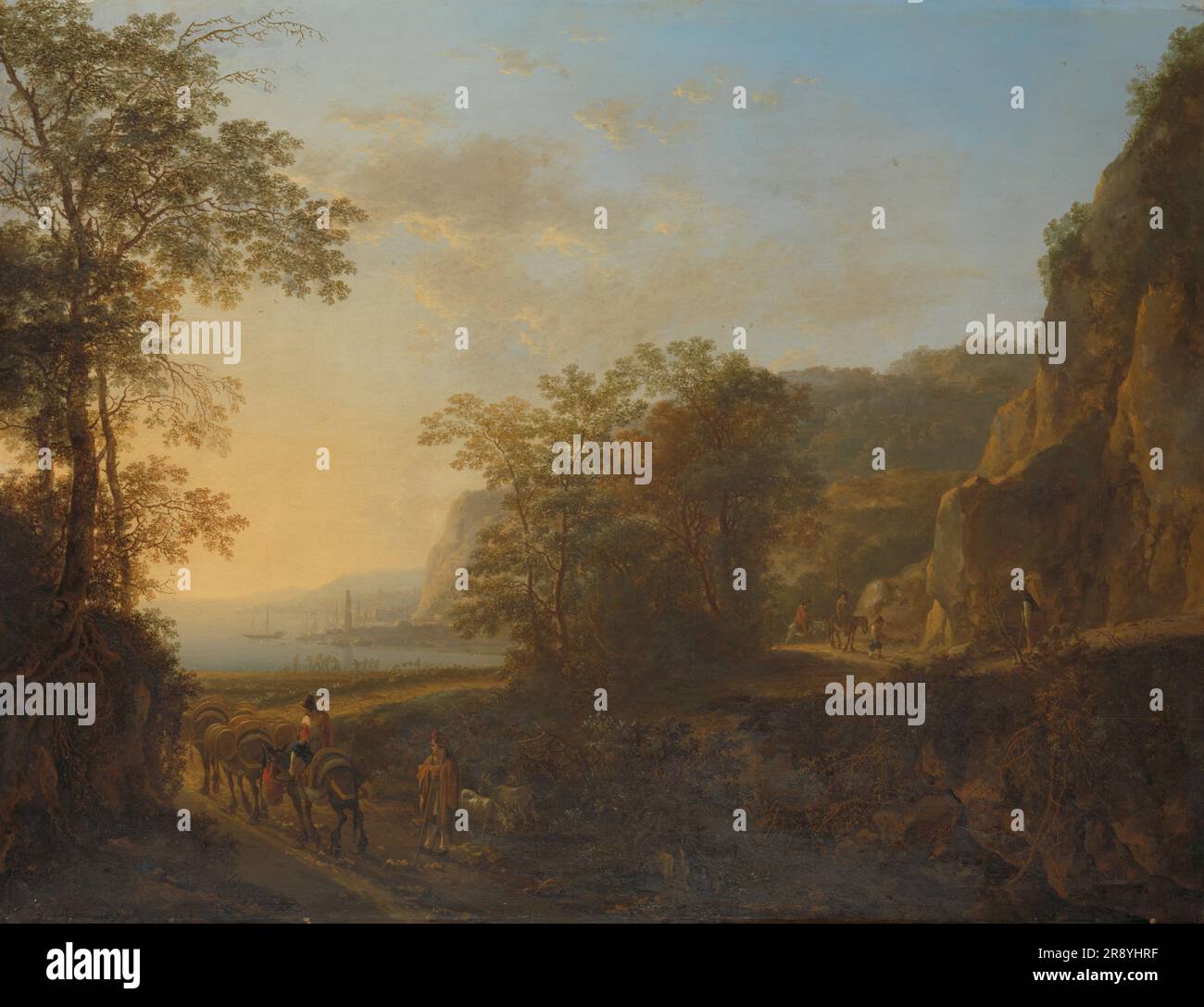 Italian Landscape with a View of a Harbour, c.1645-c.1650 Stock Photo ...