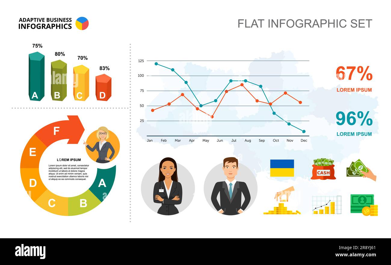 Partnership line and bar charts template for presentation Stock Vector ...