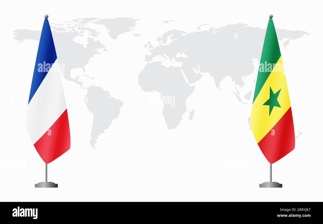France and Senegal flags for official meeting against background of world map Stock Vector Image ...