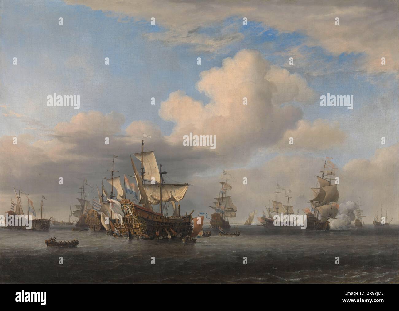 Captured English Ships after the Four Days’ Battle, c.1666 Stock Photo ...