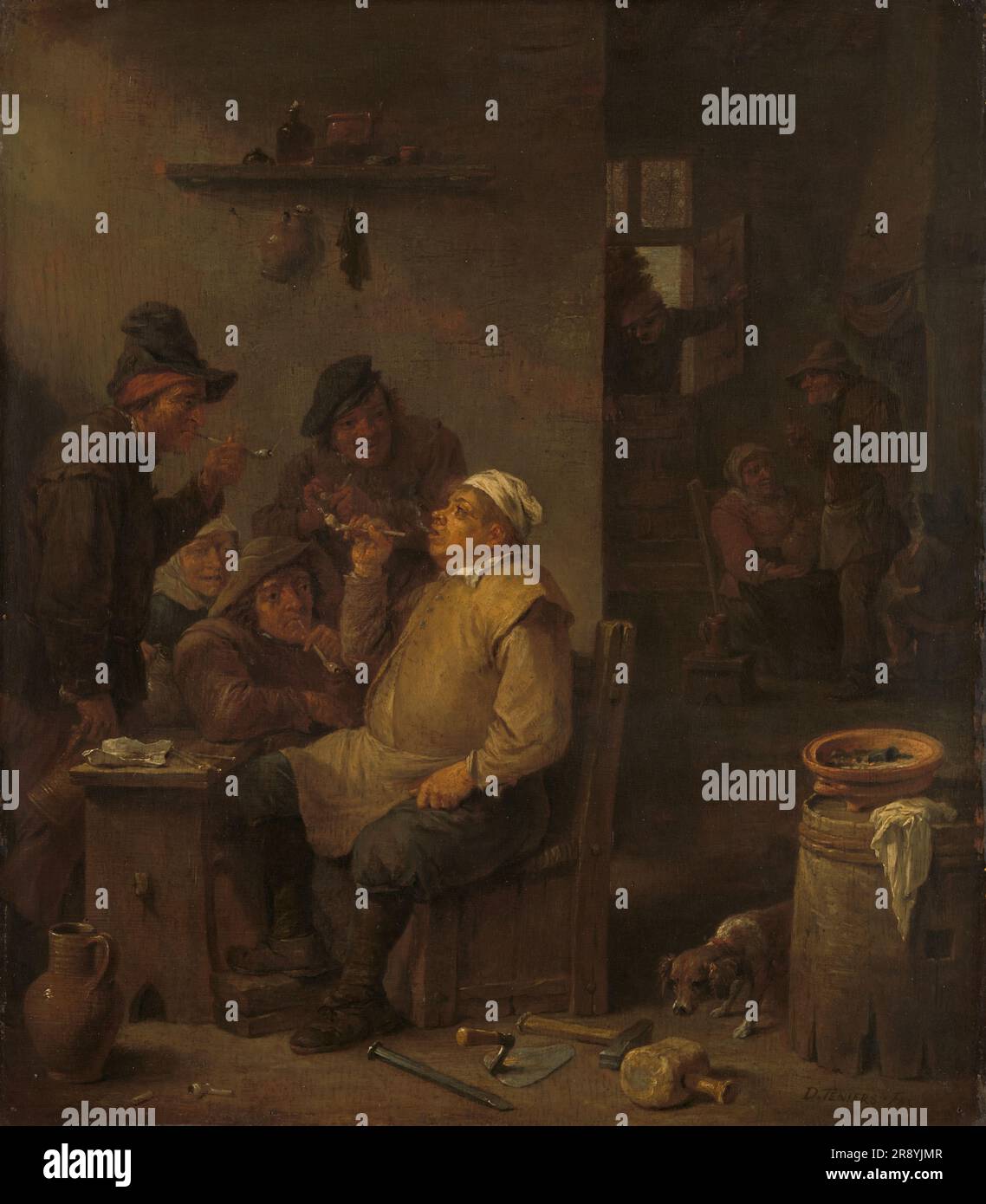 Mason Smoking with Companions in a Tavern, c.1675 Stock Photo - Alamy