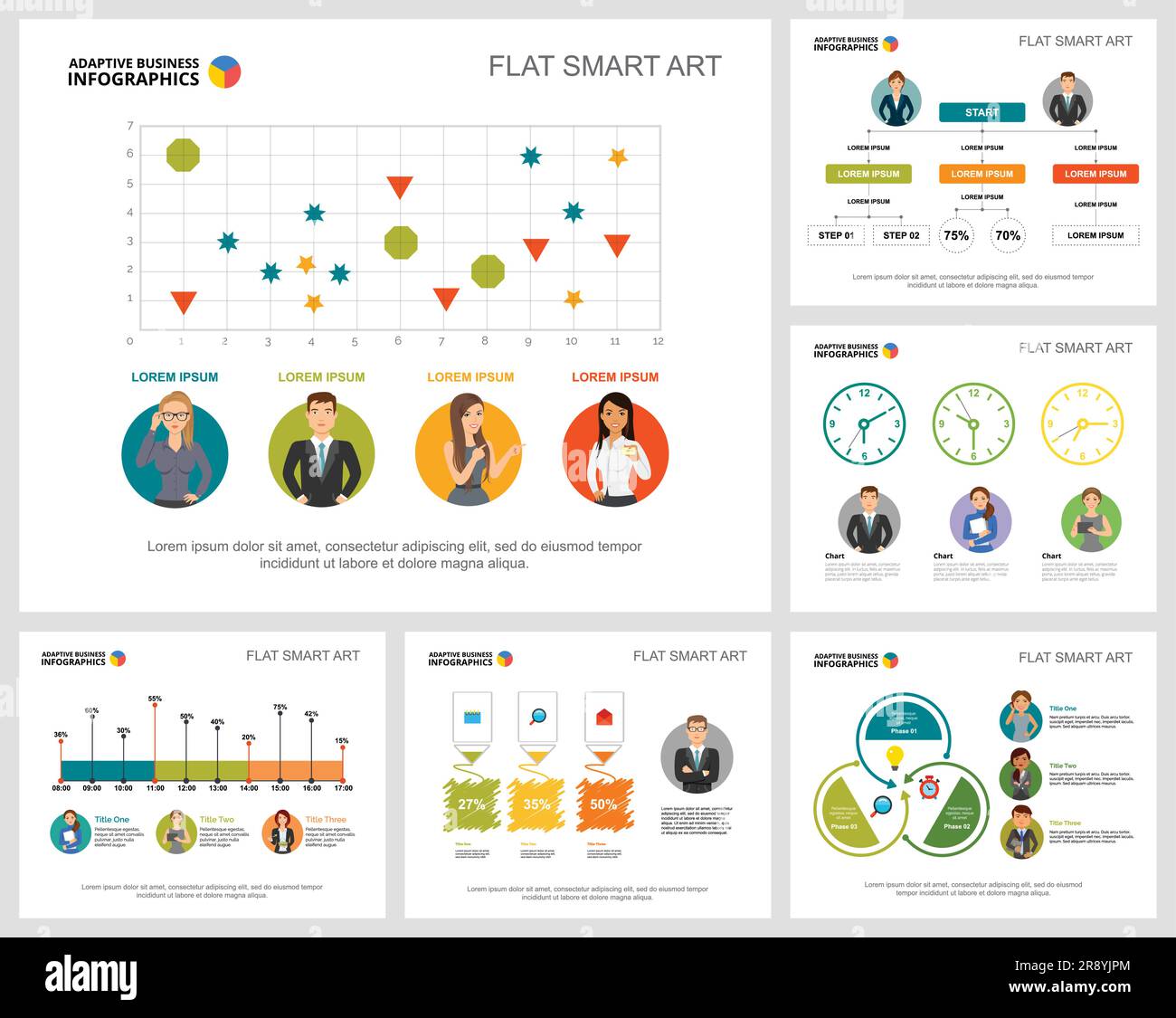 Colorful marketing or management concept infographic charts set Stock ...