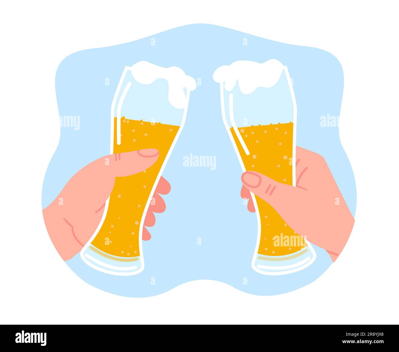 Two hands beer mugs clink hi-res stock photography and images - Alamy