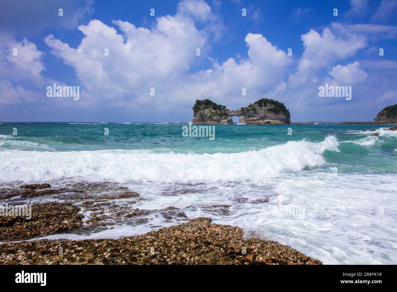 Rough seas and Engetsu Island Stock Photo - Alamy