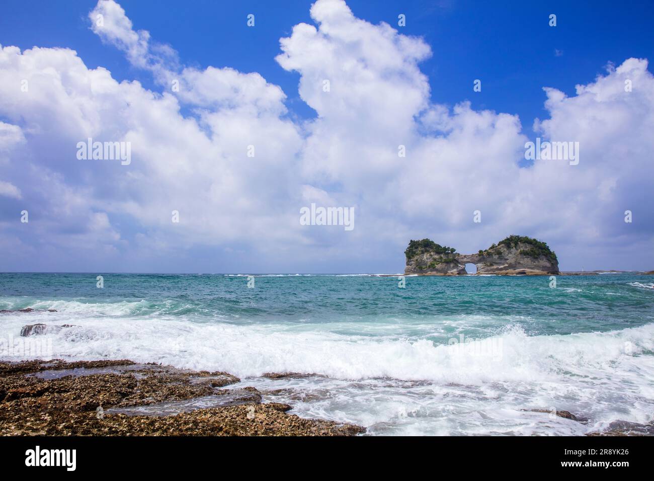 Rough seas and Engetsu Island Stock Photo - Alamy