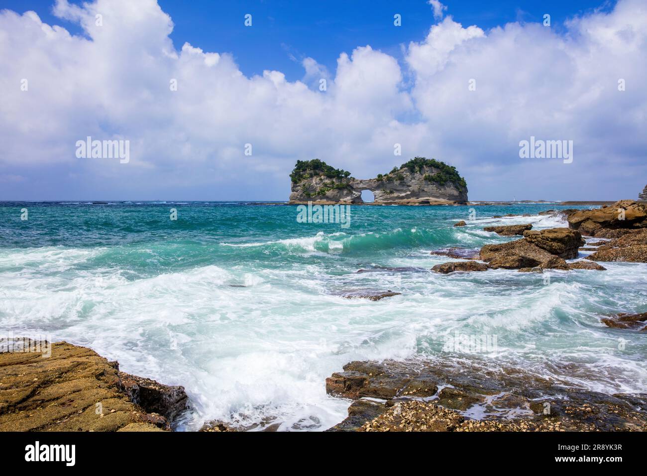 Rough seas and Engetsu Island Stock Photo - Alamy