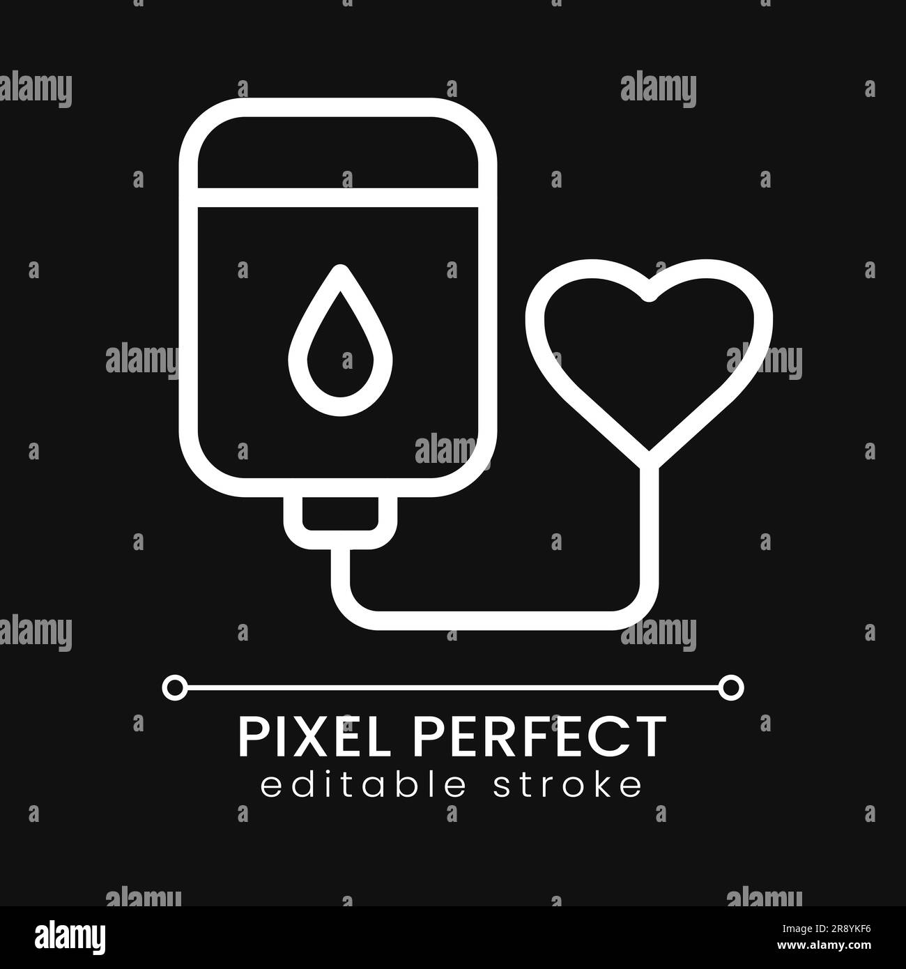 Blood donation pixel perfect white linear icon for dark theme Stock ...