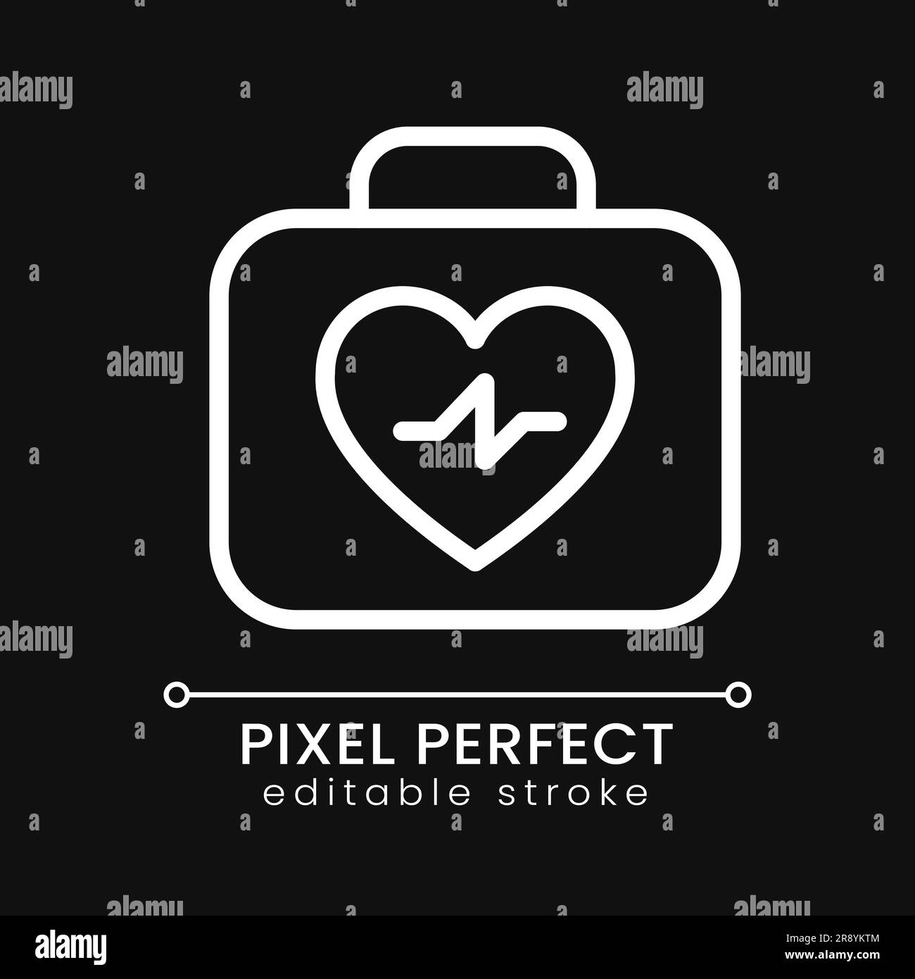 Resuscitation medical kit pixel perfect white linear icon for dark ...