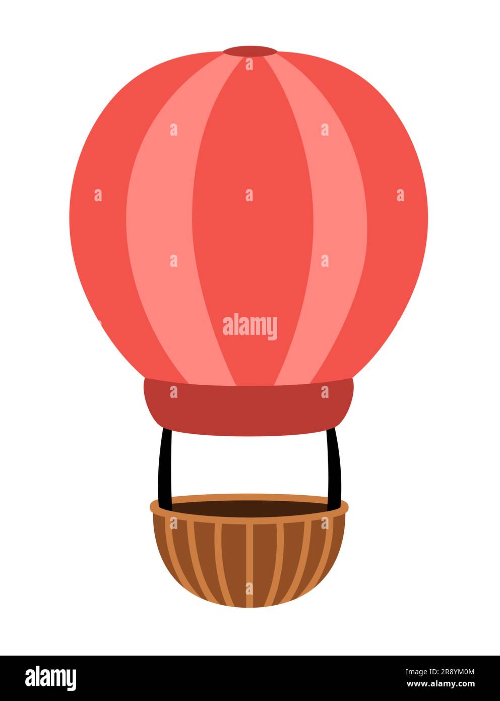 Vector red hot air balloon icon. Air transport for kids. Funny ...