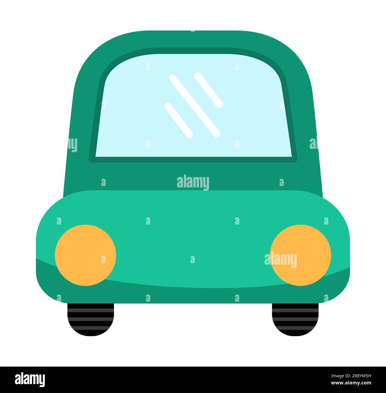 Vector green car front view. Funny automobile for kids. Cute vehicle ...